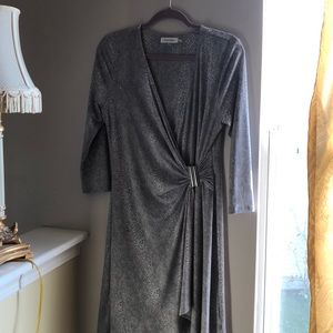 Calvin Klein | Dresses | Calvin Klein Grey Python Print Wrap Dress M ...